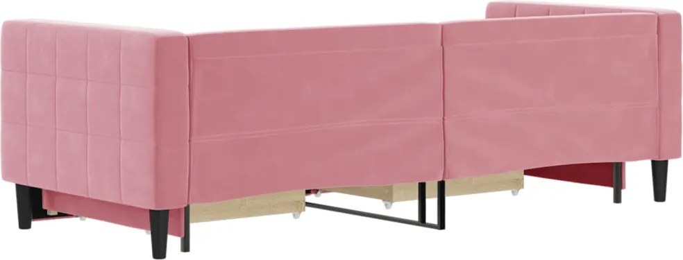 Válenda s přistýlkou a zásuvkami růžová 80 x 200 cm samet 3196735