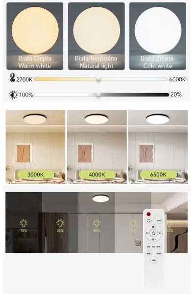 LED Stmívatelné stropní svítidlo LED/40W/230V 3000-6500K pr. 40 cm černá + DO