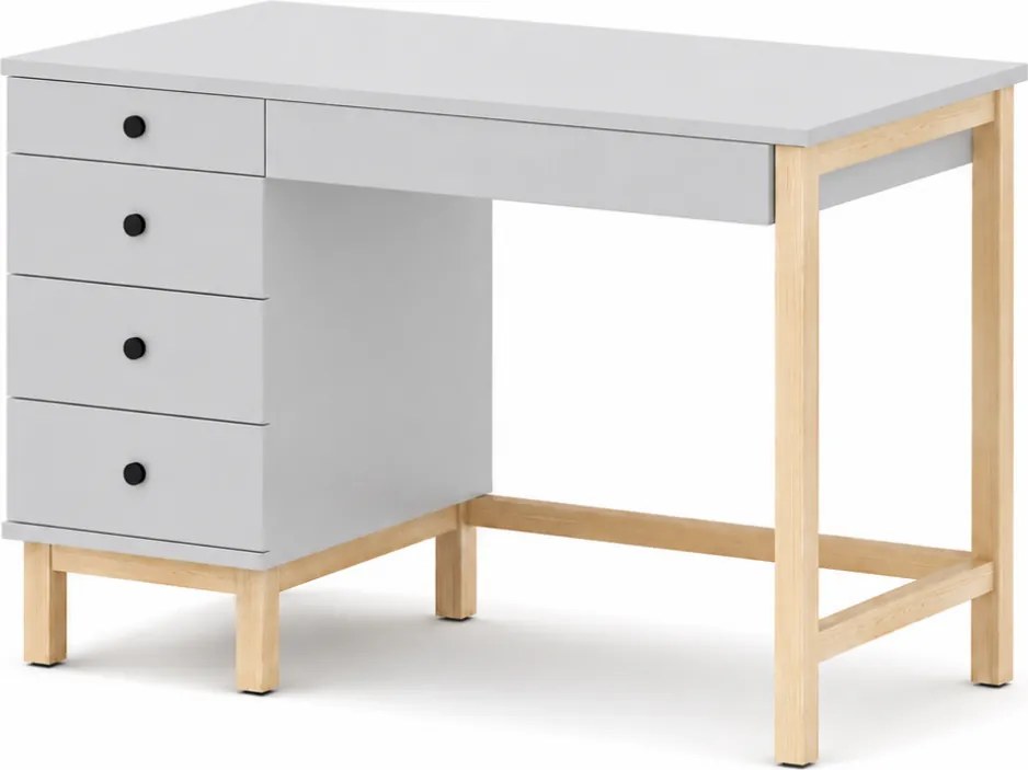 Psací stůl MODEL se šuplíky do dětského pokoje Zvolte barvu: Pastelově růžová, Zvolte barvu úchytek: Zlatá, Zvolte stranu: Pravá