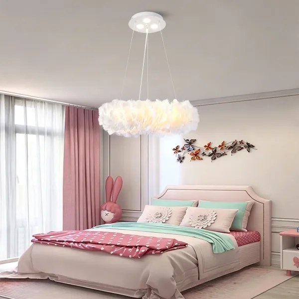 Brilagi - LED Lustr na lanku FEATHER 3xE27/40W/230V + 3xLED/3W pr. 40 cm bílá