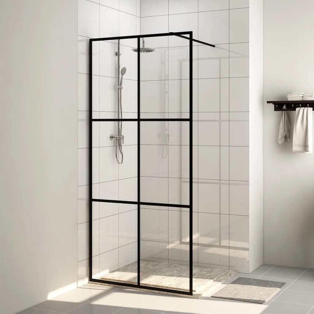 Zástěna do průchozí sprchy čiré ESG sklo 100 x 195 cm černá 151025