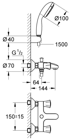 GROHE 2546010A - Vanová baterie COSTA L DN 15 lesklý chrom