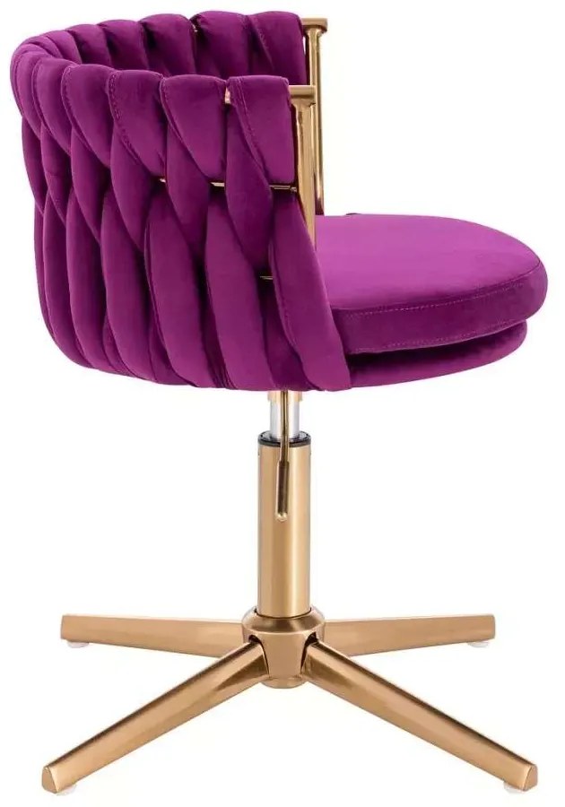 LuxuryForm DESIGN Otočná židle LYON VELUR na zlatém kříži - fuchsie