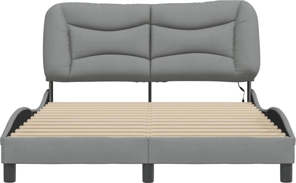 Rám postele s LED bez matrace Hvar Světle šedá 140x190 cm Látka 3213697