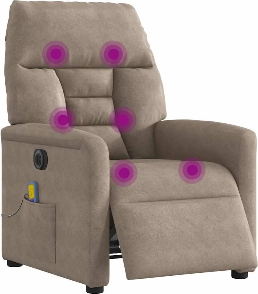 Elektrické masážní polohovací křeslo taupe látka z mikrovlákna 3303080