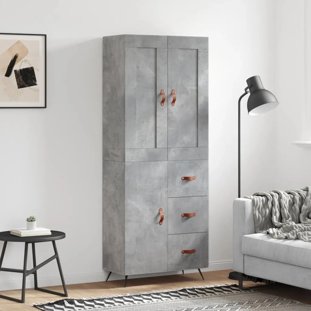 Skříň highboard betonově šedá 69,5x34x180 cm kompozitní dřevo 3199789