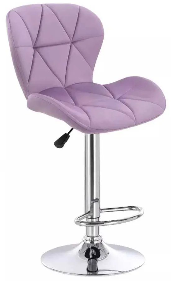 LuxuryForm DESIGN Barová židle LIVIO VELUR na stříbrné kulaté podstavě - levandule