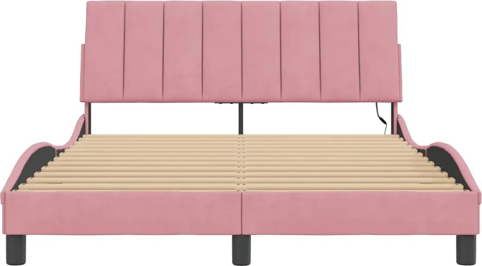 Rám postele s LED osvětlením bez matrace Hanko růžový 120 x 200 cm samet 3213774
