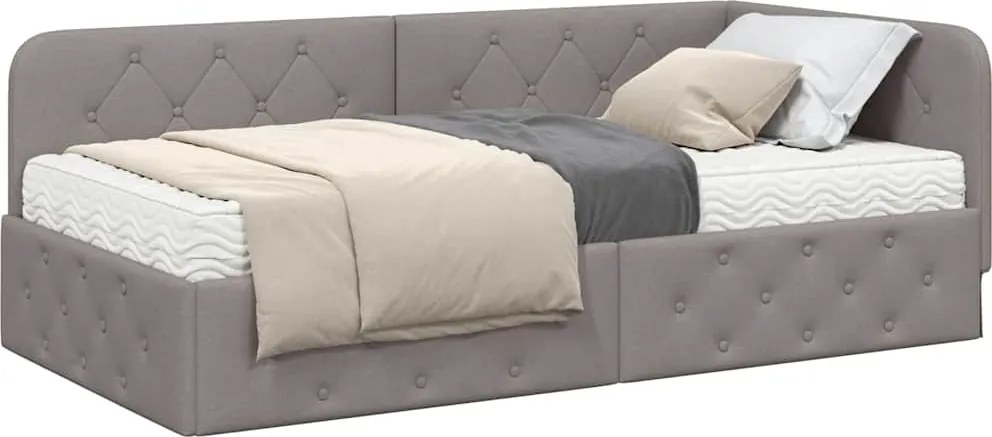 Rohový rám postele Taupe 100 x 200 cm textil 3394058