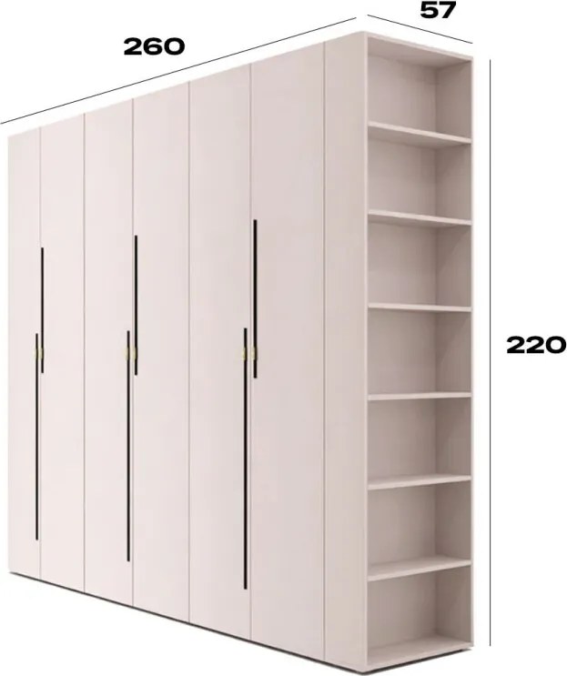 Skříň 6D 260 cm kašmír Space