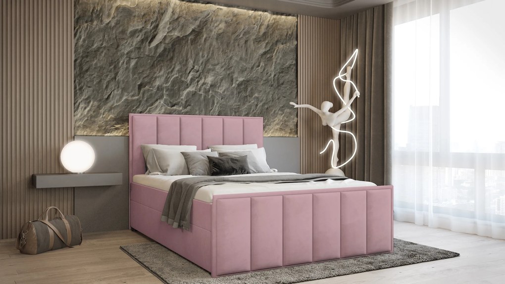 SFAB Kontinentální čalouněná postel VERONA (160x200 cm) Látka Velutto: Černá (Velutto 20)
