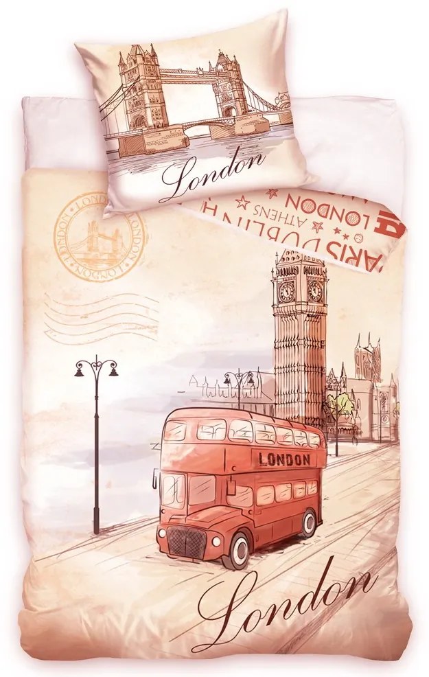 Jerry Fabrics Povlečení London Bus - 140x200, 70x90