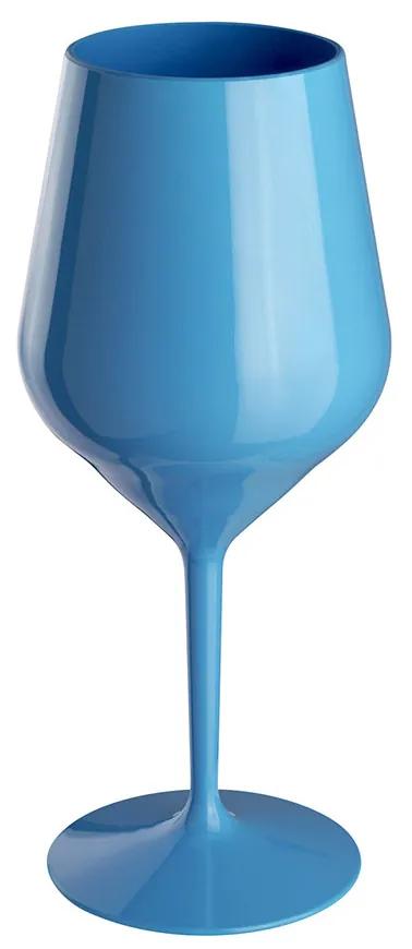 Modrá nerozbitná plastová sklenice na víno 470 ml