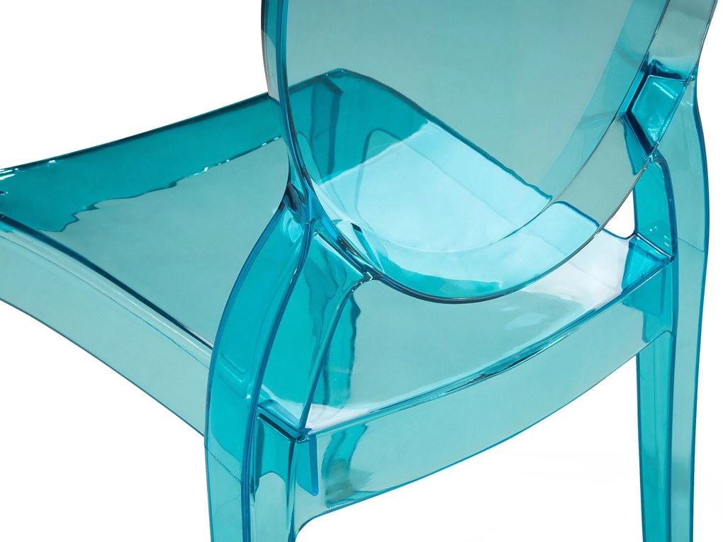 Sada 4 jidelních průhledných plastových židlí v modré barvě MERTON Beliani