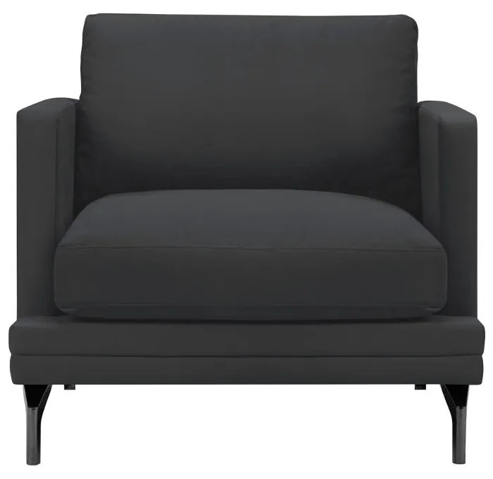 Tmavě šedé křeslo s podnožím v černé barvě Windsor & Co Sofas Jupiter