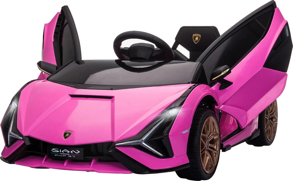 HOMCOM Dětské Elektrické Auto 12V 2 Režimy Jízdy Lamborghini SIAN SUV Hračkové Elektrické Vozidlo Dálkové Ovládání Hudba (MP3/USB) Světla 3-5 Let Kovo