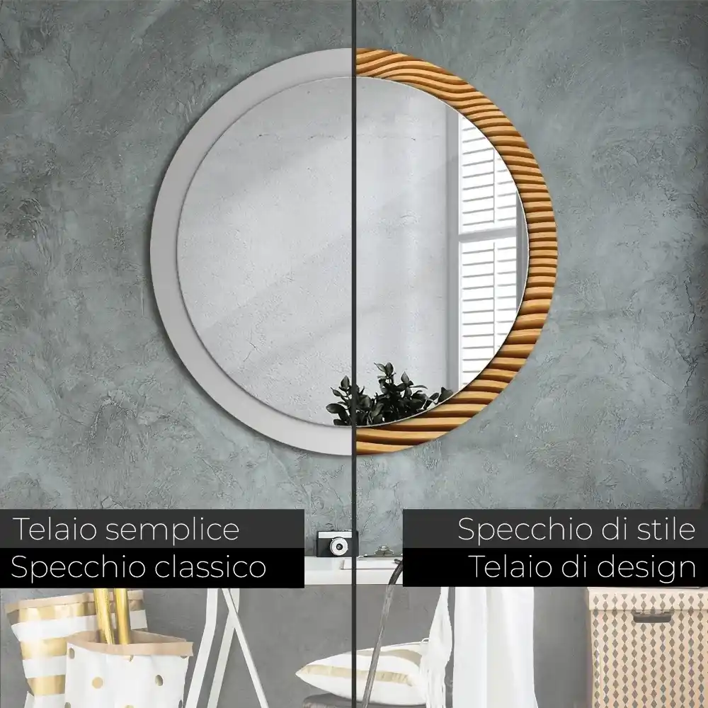 Kulaté dekorační zrcadlo Dřevěná vlna | BIANO