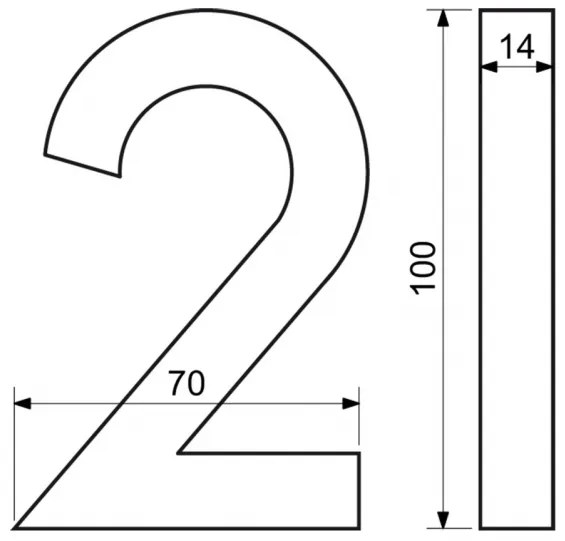 Domovní číslo - 2, ANTRACIT 3D, 100 mm - RICHTER CZECH RN.100LV.2.AL.AM.3D
