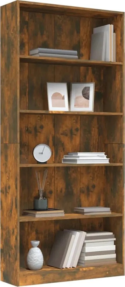vidaXL 5patrová knihovna 80 x 24 x 175 cm kompozitní dřevo [815393] Barva: šedá sonoma