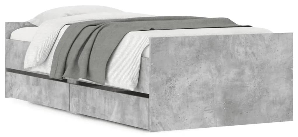 vidaXL Rám postele se zásuvkami betonově šedý 100 x 200 cm