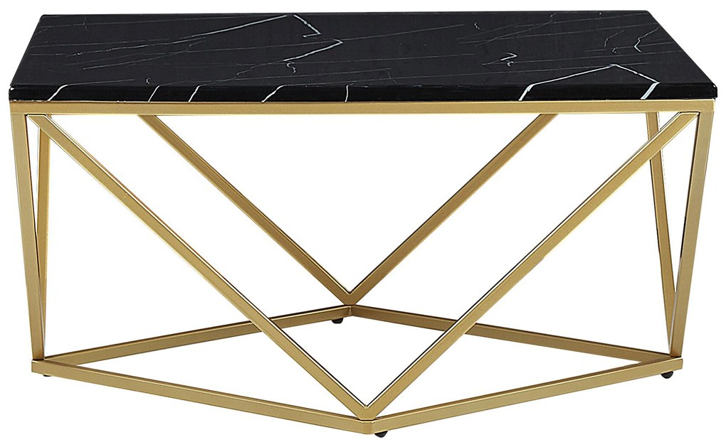 Konferenční stolek s mramorovým efektem černý/zlatý MALIBU Beliani