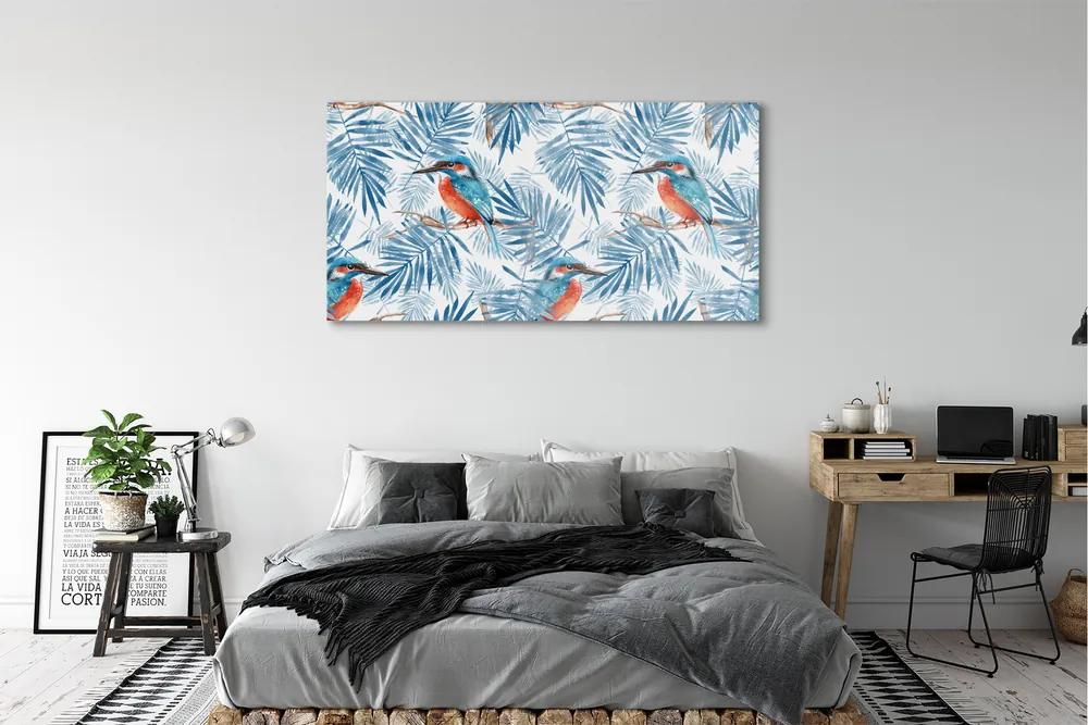 akrylový obraz Malované pták na větvi 140x70 cm
