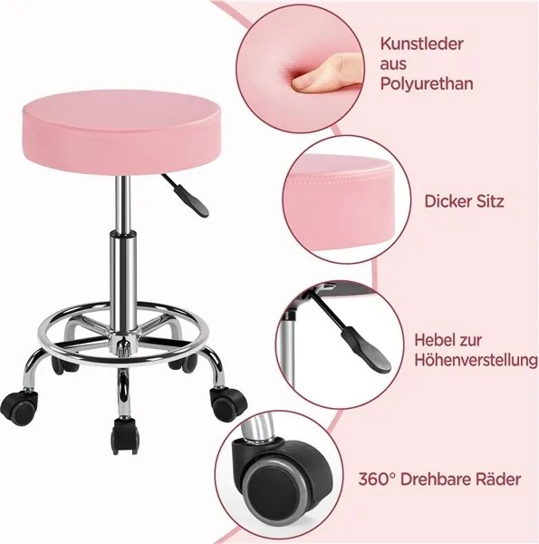 Barová židle Yaheetech – růžová, umělá kůže (267477096388)