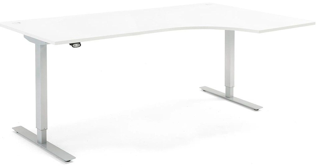AJ Produkty Výškově nastavitelný stůl FLEXUS, rohový, 2000x1200 mm, bílá