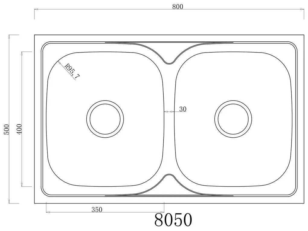 Velazo Dřez 2 komory, nerez - , 80x50 cm