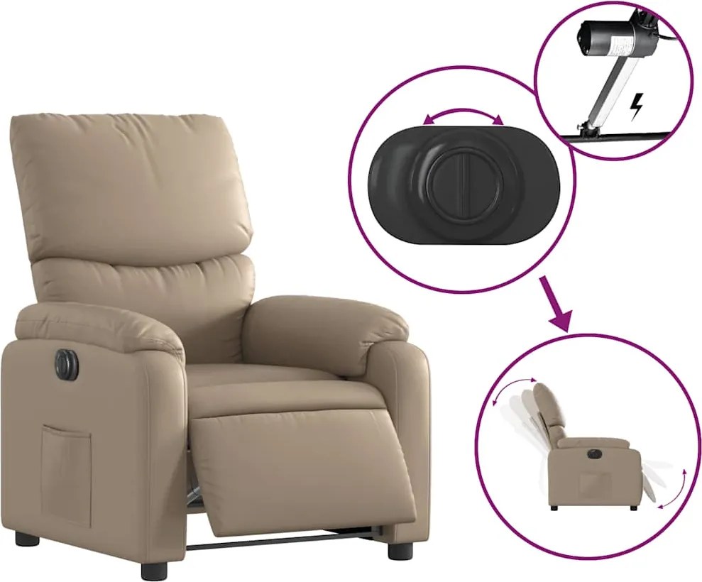 Elektrické polohovací křeslo cappuccino umělá kůže 3204878