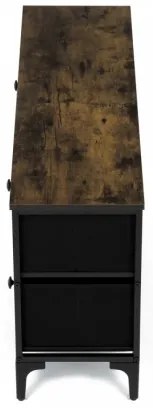 Retro komoda s nápisy 5 zásuvkami 103x30x56 AUK-W2103 BK