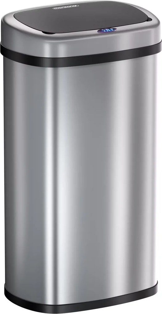 Deuba Bezdotykový hranatý odpadkový koš s USB 58 L - stříbrný