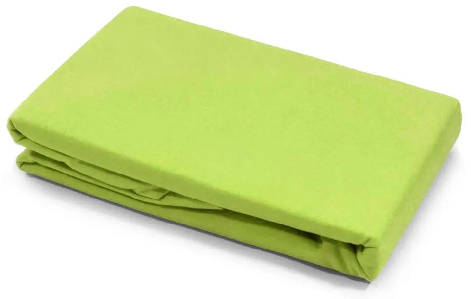 Dětské napínací prostěradlo LUX na matraci 160x70 cm, materiál 100% bavlna, barva zelená, všitá gumička po obvodu prostěradla k obepnutí matrace, hustá a pevná vazba textilie, vyrobeno z nejkvalitnějších bavlněných vláken