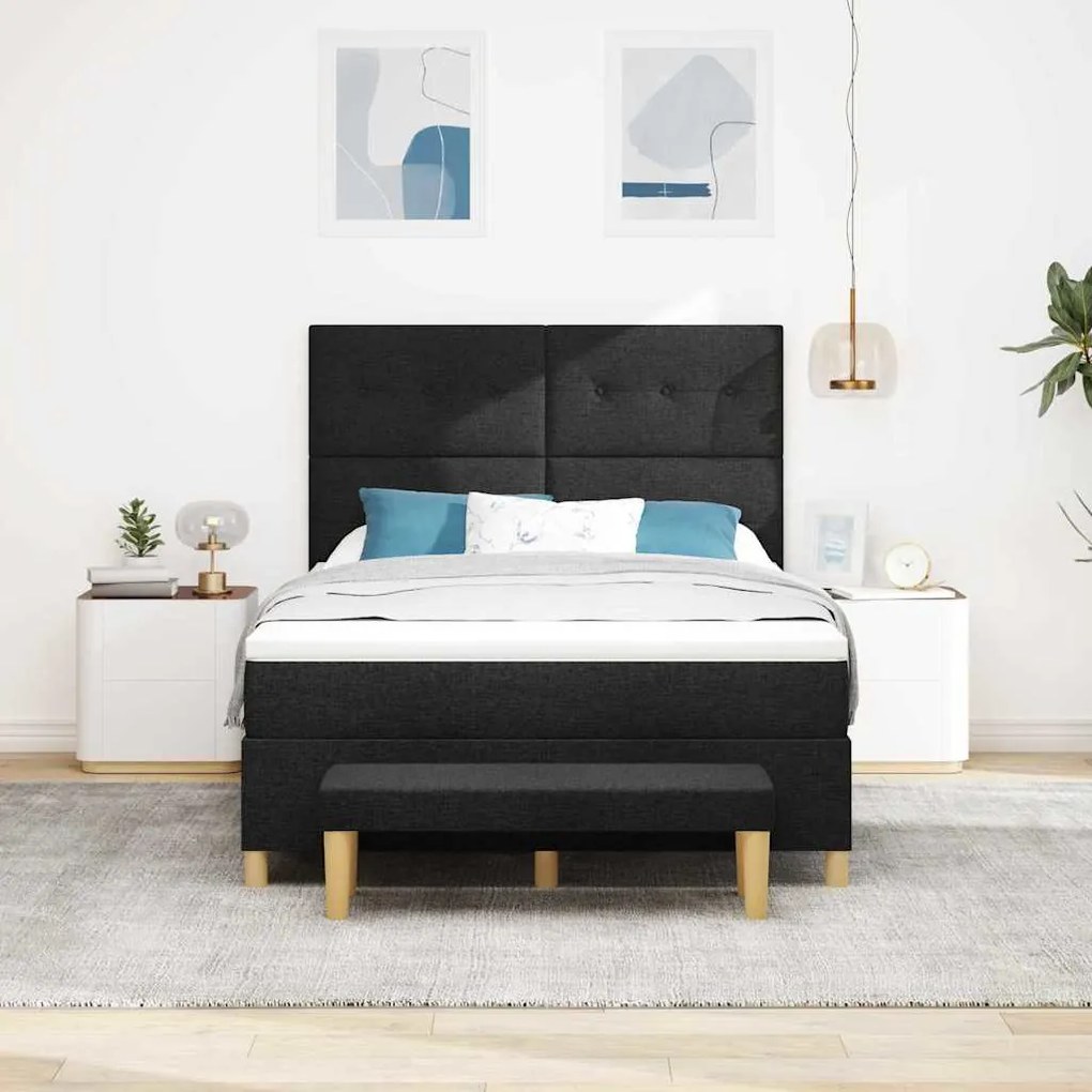 Postel s boxspringem s čelo Černá 200 x 160 cm textil 3344312