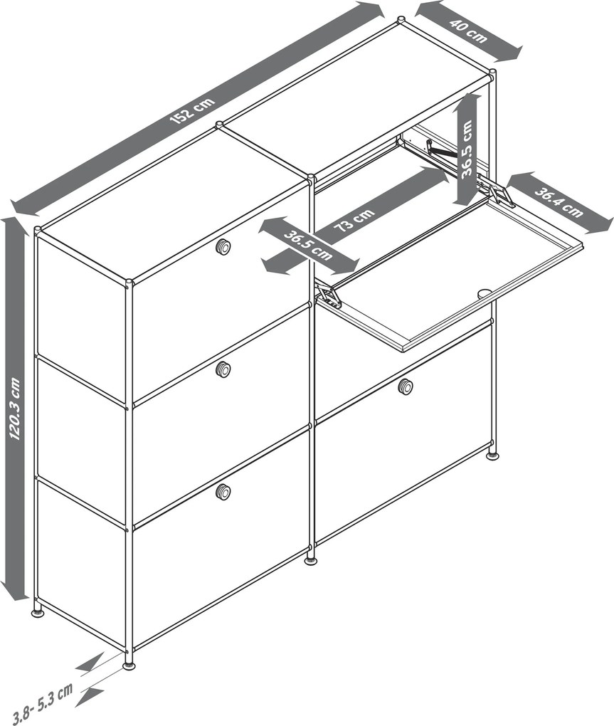 Tchibo - Kovová komoda CN s 6 výklopnými dvířky - barva: černá