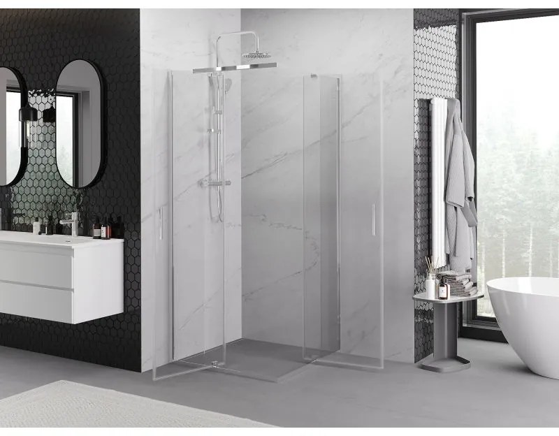 Mexen Exo, 2-křídlý ​​sprchový kout 70 x 70 cm, 6mm čiré sklo, chromový profil, 8110-070-070-01-00