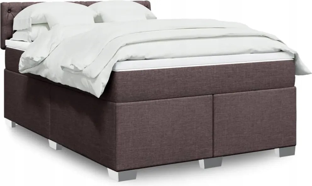 Box Spring Postel S Matrací Textil Tmavě Hnědá Prošívaný design 160 x 200