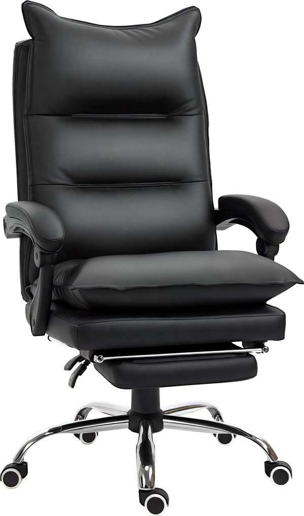 Vinsetto Kancelářská židle s funkcí houpání, ergonomická pracovní židle, výškově nastavitelná otočná židle s opěrkou nohou, potažená, až do zátěže 135
