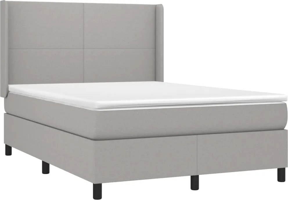 Box spring postel s matrací a LED světle šedá 140x200 cm textil 3138157