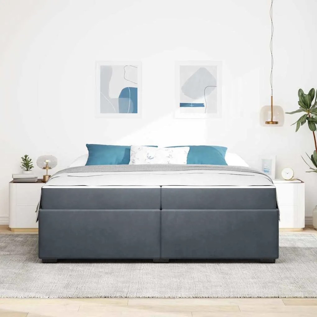 Rám postele s matrací Tmavě šedá 200 x 200 cm textil 3399309