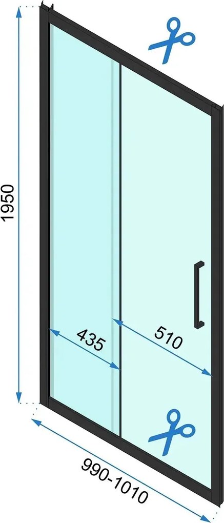 Rea Rapid Slide, posuvné sprchové dveře 100x195 cm, 6mm čiré sklo, zlatý matný profil, REA-K4707
