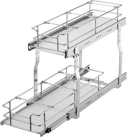 2-vrstvá drátěná výsuvná skříňka pod dřez Organizér 21,6 × 53,3 cm zásuvkový koš