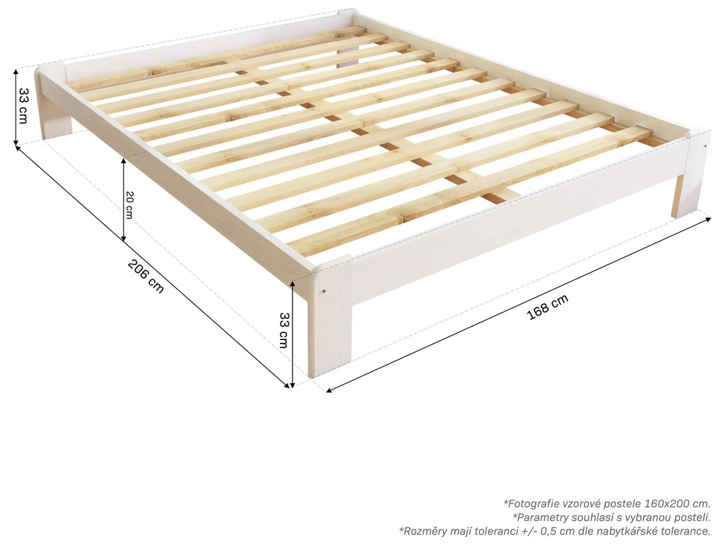 Maxi Postel z masivu Adam 160 x 200 cm - barva Borovice + matrace Vitality