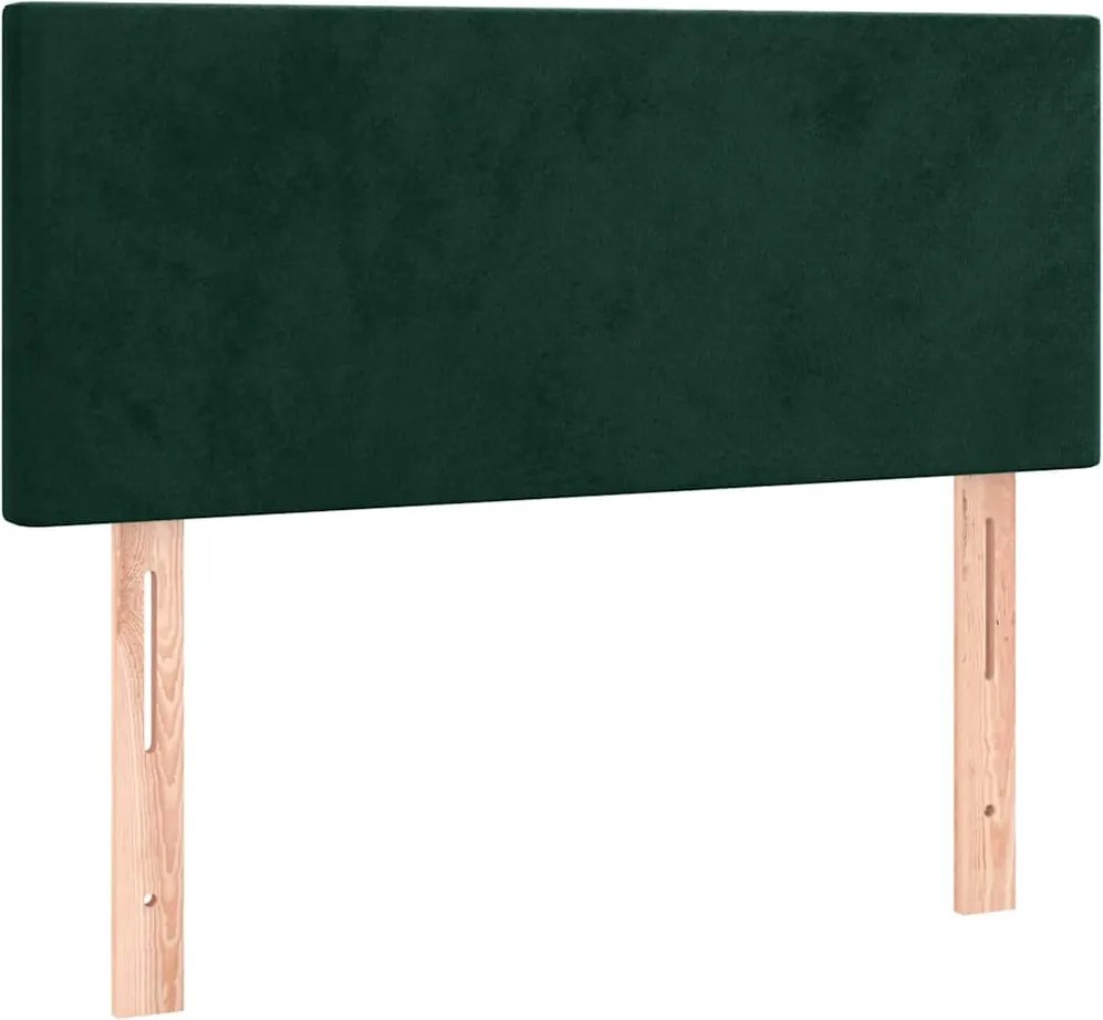 Čelo postele s LED tmavě zelené 100x5x78/88 cm samet 3121377