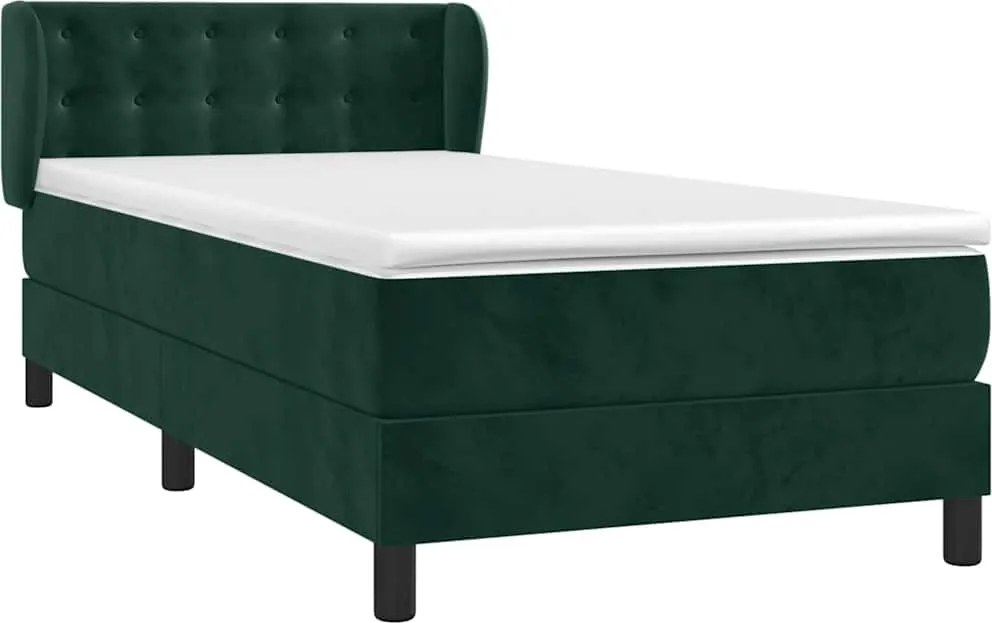 Box spring postel s matrací tmavě zelená 100x200 cm samet 3127718