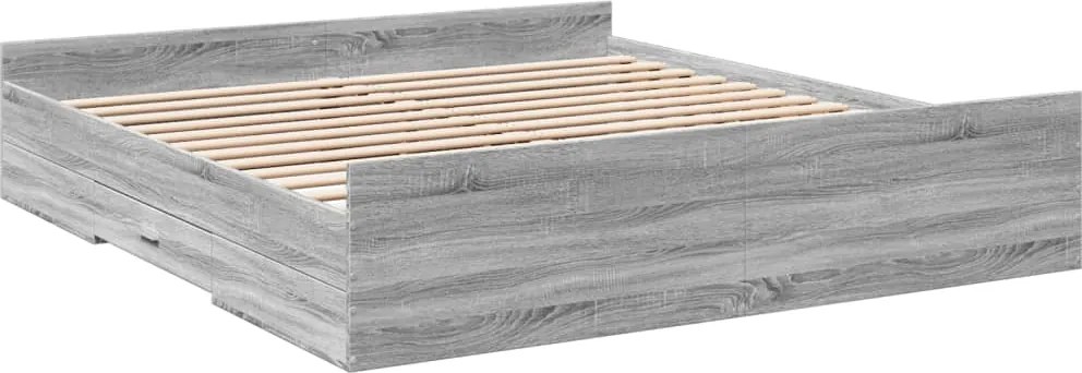 Rám postele se zásuvkami šedý sonoma 200 x 200 cm kompozit 3280270