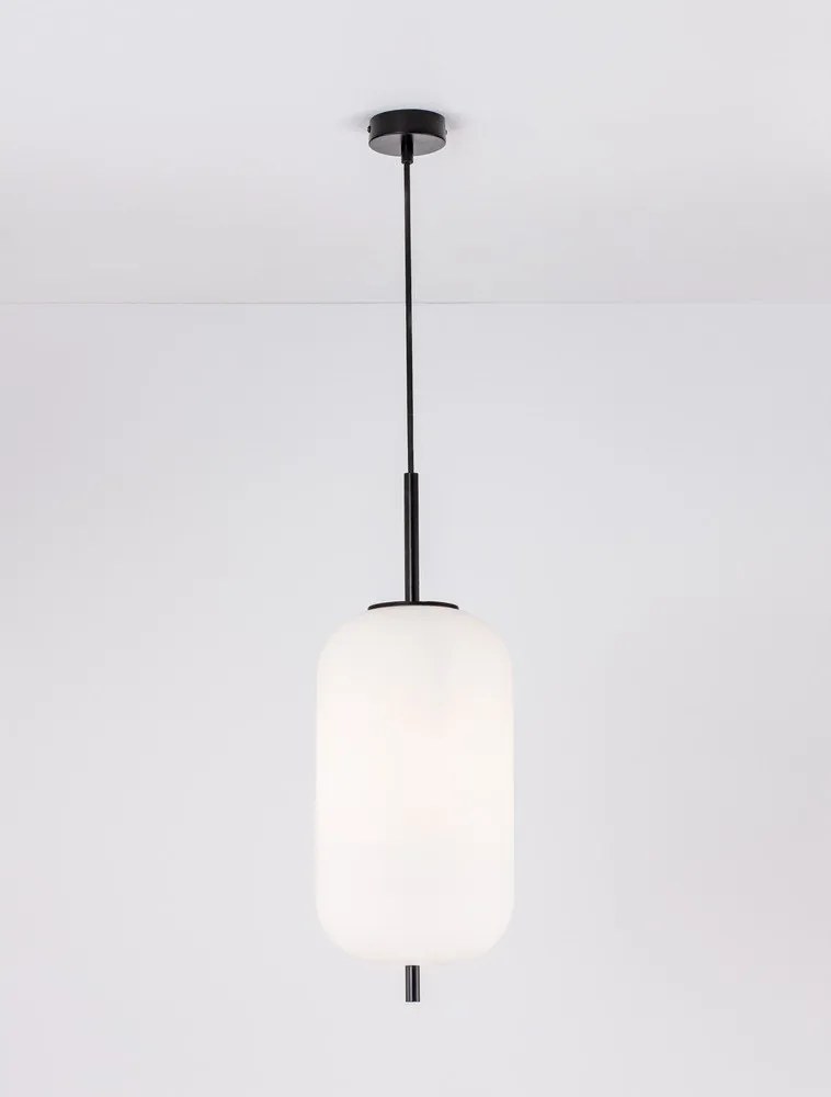 Bílé/černé skleněné závěsné svítidlo ø 22 cm Lato – Nova Luce