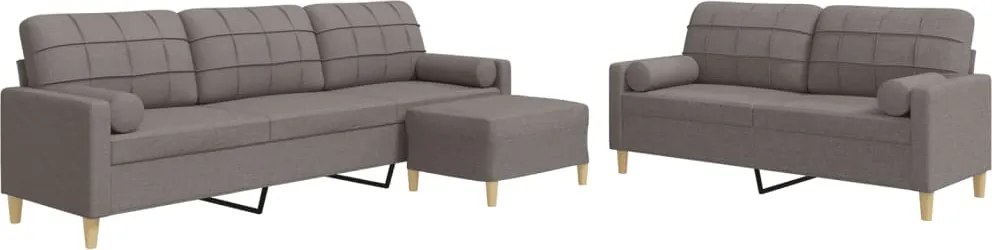 3dílná sedací souprava s podnožkou a polštáři taupe textil 3278350