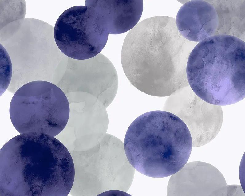 Metrážový závěs modro šedé bubliny šířka 150cm
