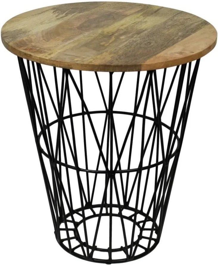 Odkládací stolek s deskou z mangového dřeva HSM collection Tower, ⌀ 45 cm
